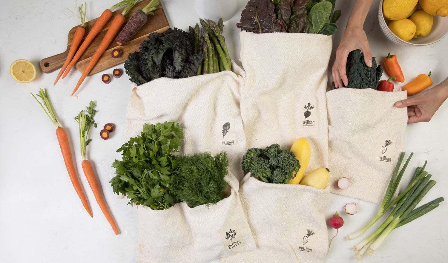 Vejibag | Produce Saver Bags | 100% Organic Cotton Veggie Bags